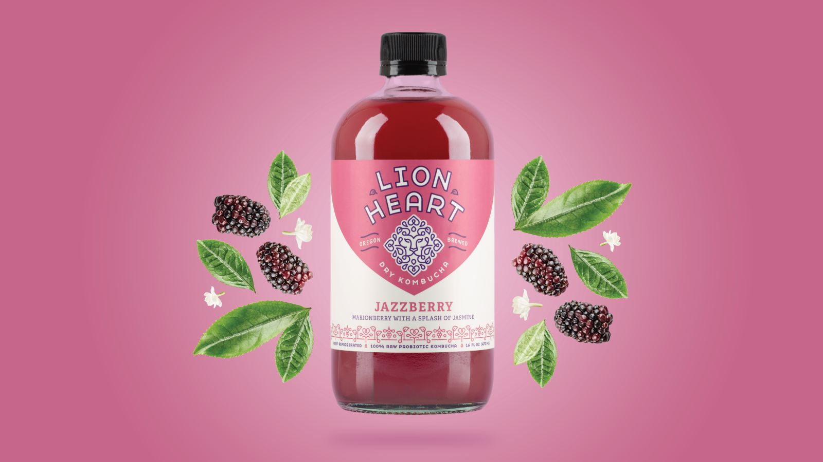 Kombucha Branding and Packaging Design - Lion Heart Kombucha